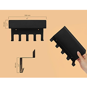 Black Metal Key Holder Wall Mount with Mail Holder - Key Holder for Wall, Key Rack, Mail Organizer Wall Mounted, Command Shelf, Key Organizer, Key Hanger, Key and Mail Holder for Wall