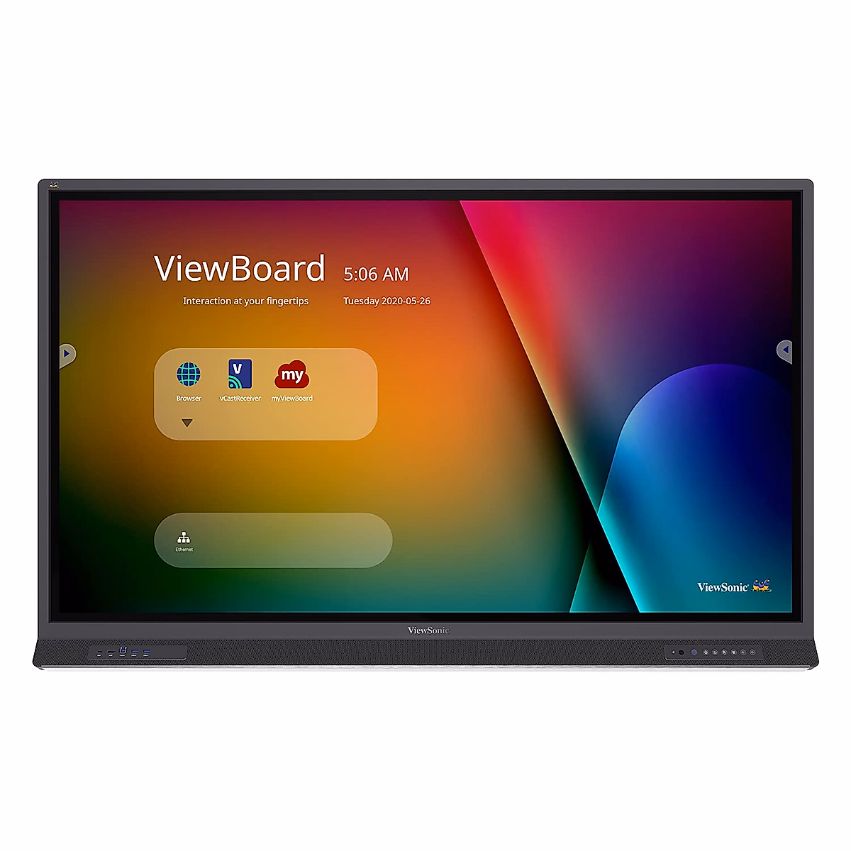 ViewSonic IFP6552 65 Inch ViewBoard 4K Interactive Flat Panel Display with 33-Point Touch, Integrated Microphone and HDMI, VGA, RJ45, 60W Powered USB-C Connectivity
