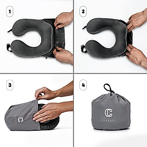 Cuddool Hoodie Travel Neck Pillow - Memory Foam Neck Pillow Head Chin Support Airplane, Car, Office & Home Sleep Rest Traveling Pillow(Black,M)