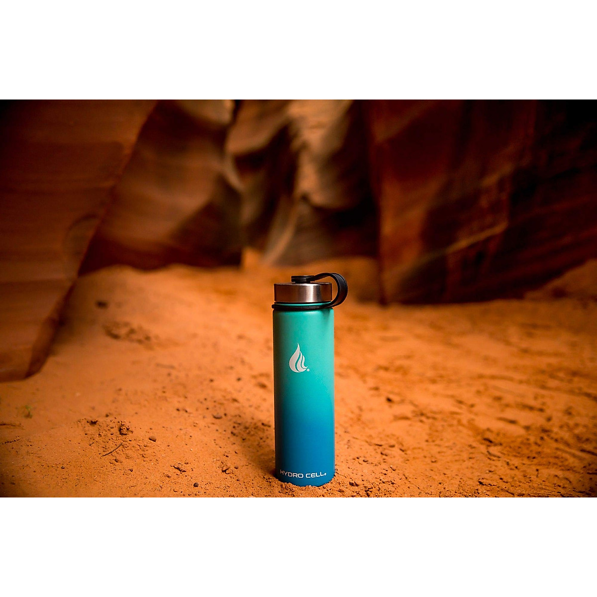 HYDRO CELL Stainless Steel Insulated Water Bottle with Straw - For Cold & Hot Drinks - Metal Vacuum Flask with Screw Cap and Modern Leakproof Sport Thermos for Kids & Adults (Teal/Blue 24oz)