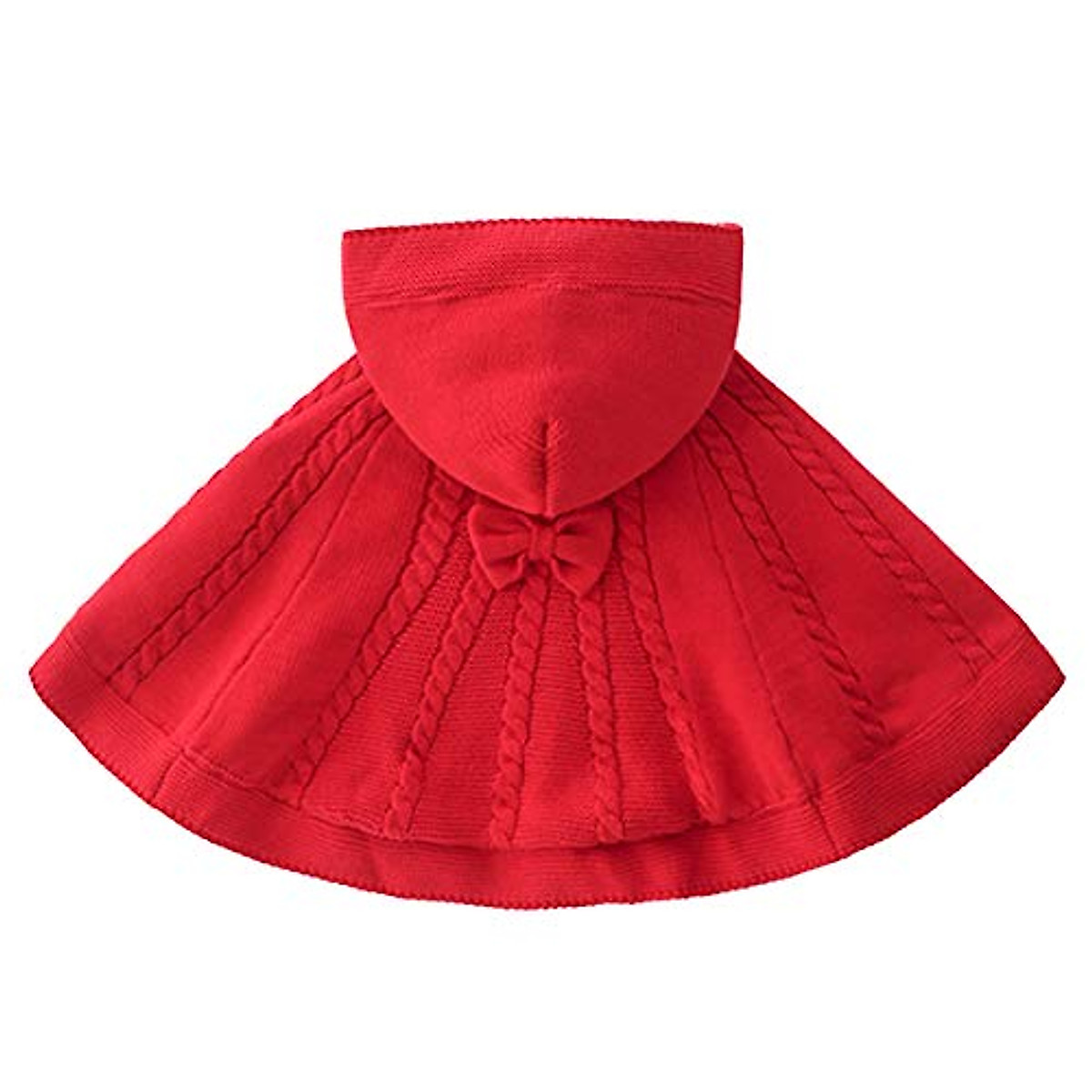 famuka Baby Girl Cloaks Warm Knitted Poncho Toddlers Red Cape Cloak (Red, 3-4T)
