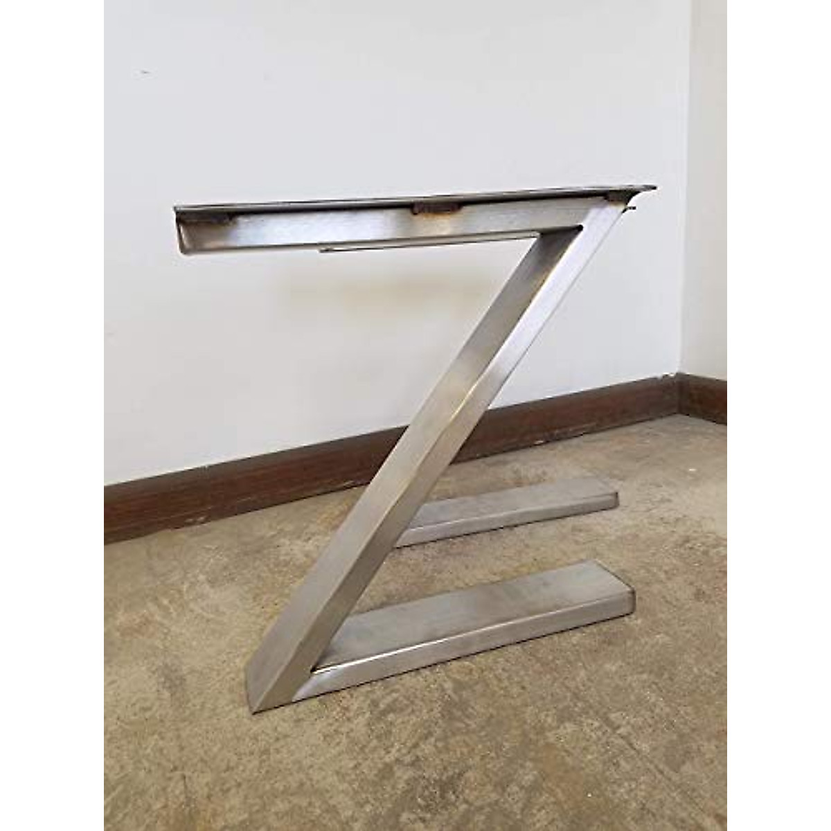 Brushed Stainless Table Legs, Z-Shaped - Any Size
