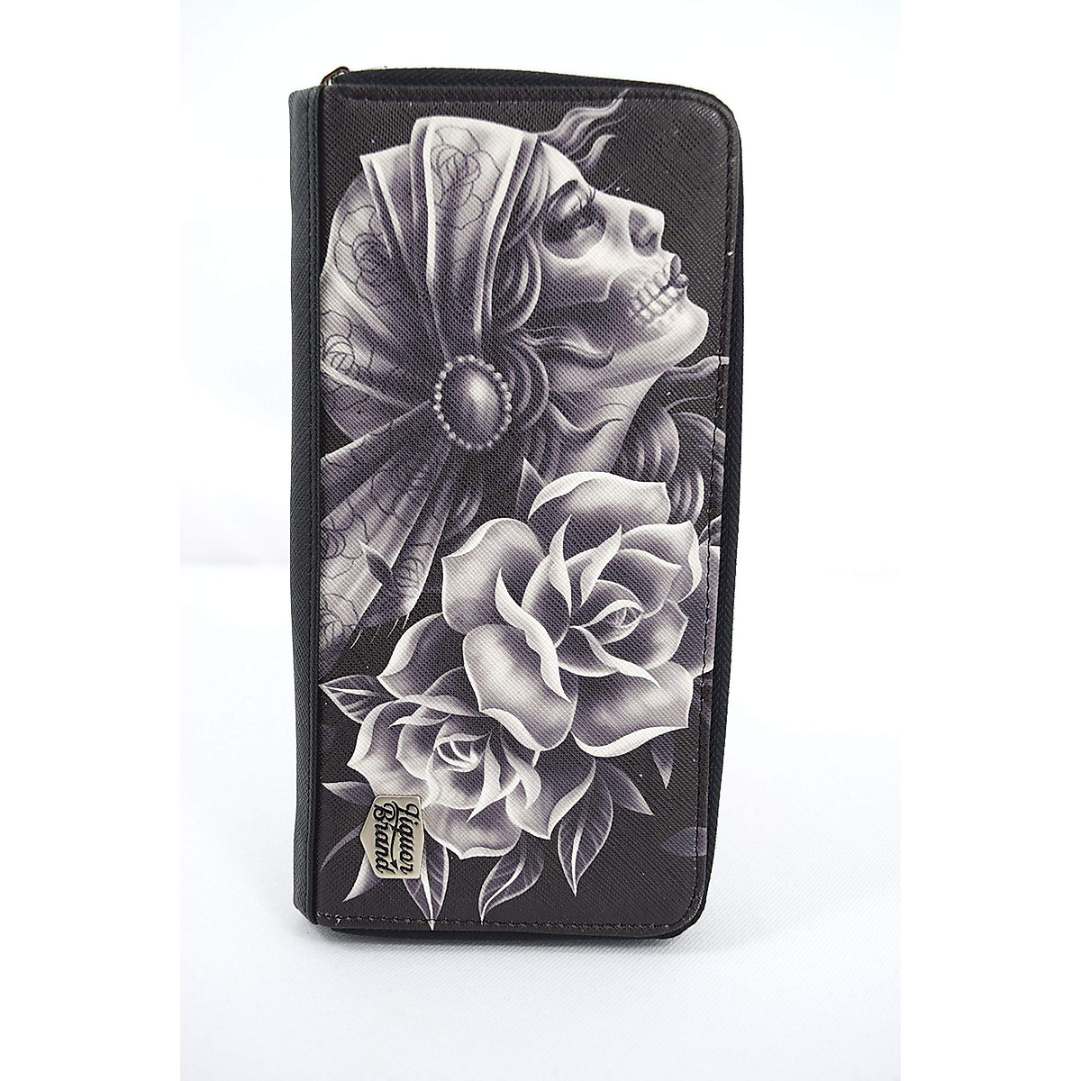 Liquor brand Gypsy Fortune Sugar Skull zip around clutch Wallet