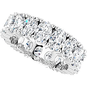 Moissanite World Touch of Paradise Bold Eternity Wedding Band, Oval Cut 17 Carat, VVS1 Clarity, Colorless Moissanite, 925 Sterling Silver, Engagement Ring, Wedding Gift, Perfact for Gift (10.5)