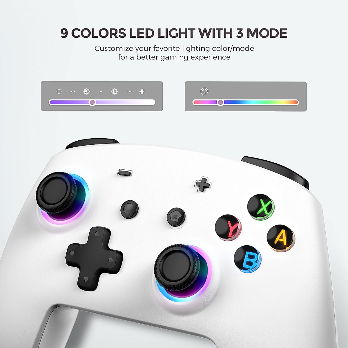 ECHTPower Switch Pro Controller, Wireless Switch Controllers with LED Light/Macro Buttons, Switch Turbo Controller with Dual Vibration/6 Axis Gyro, Pro Controllers for Switch/Lite/OLED