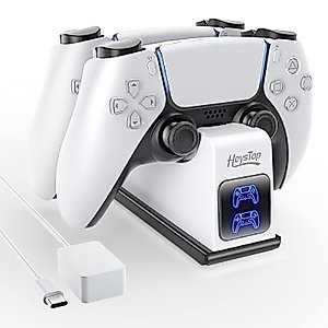 PS5 Controller Charging Station with Fast Charging AC Adapter, HEYSTOP Safety PS5 Controller Charger, Dualsense Charging Station for Playstation 5 with Intelligent Chip Protection
