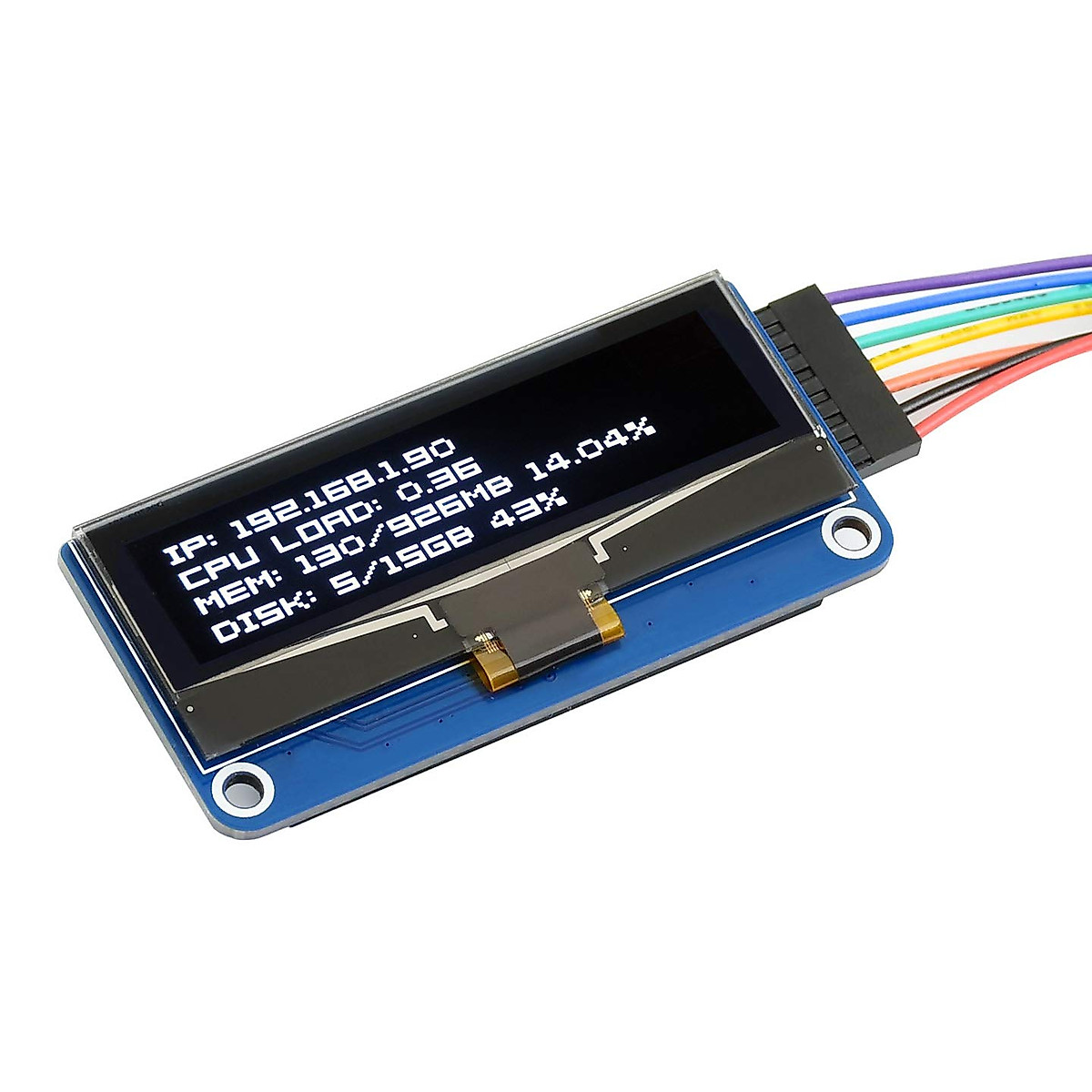 waveshare 2.23inch OLED Display HAT for Raspberry Pi 128×32 Pixels with Embedded 1305 Driver Communicating via SPI or I2C Interface.