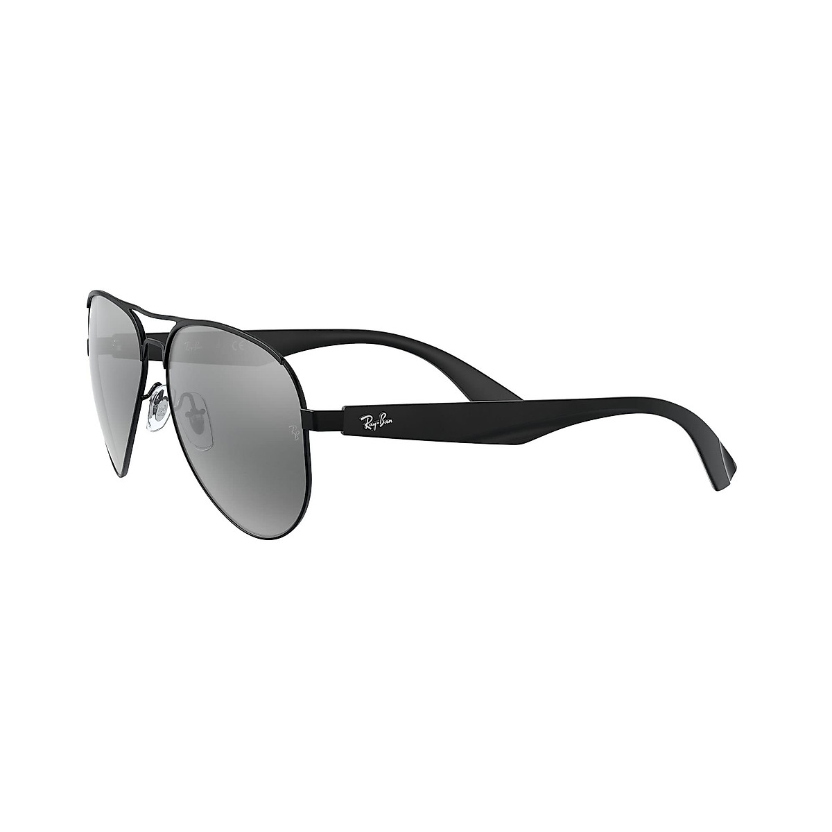 Ray-Ban Men's RB3523 Aviator Sunglasses, Matte Black/Grey Mirrored Silver, 59 mm