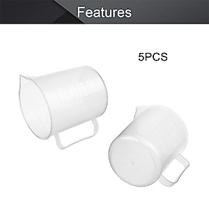 Othmro Measuring Cup 500ml PP Plastic Graduated Beaker Transparent for Lab Kitchen Liquids 5pcs