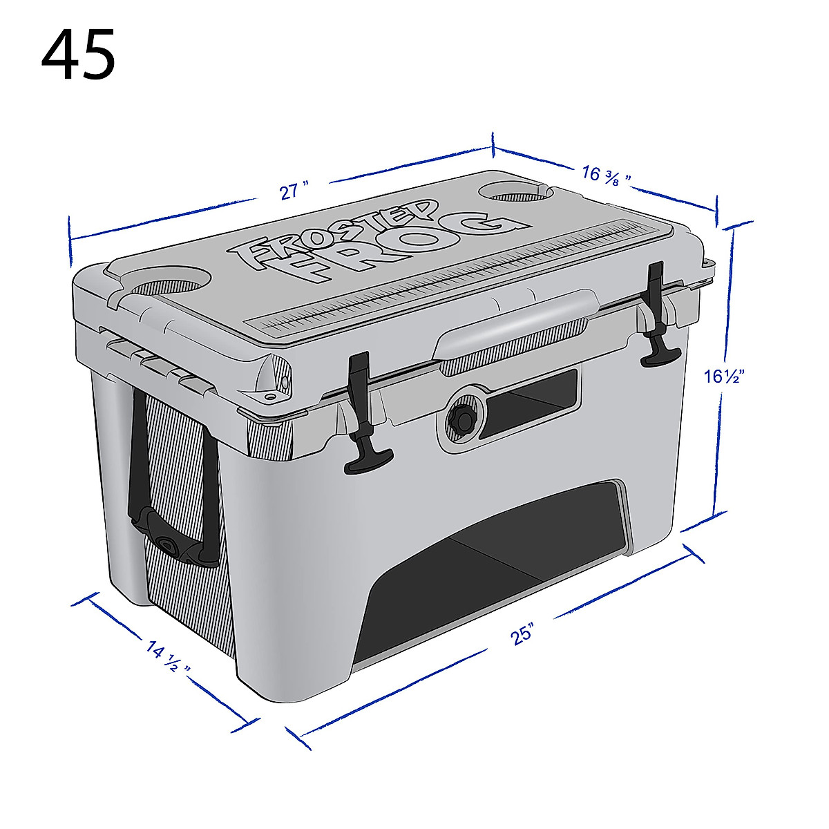 Frosted Frog Black White and Gray Camo 45 Quart Ice Chest Heavy Duty High Performance Roto-Molded Commercial Grade Insulated Cooler