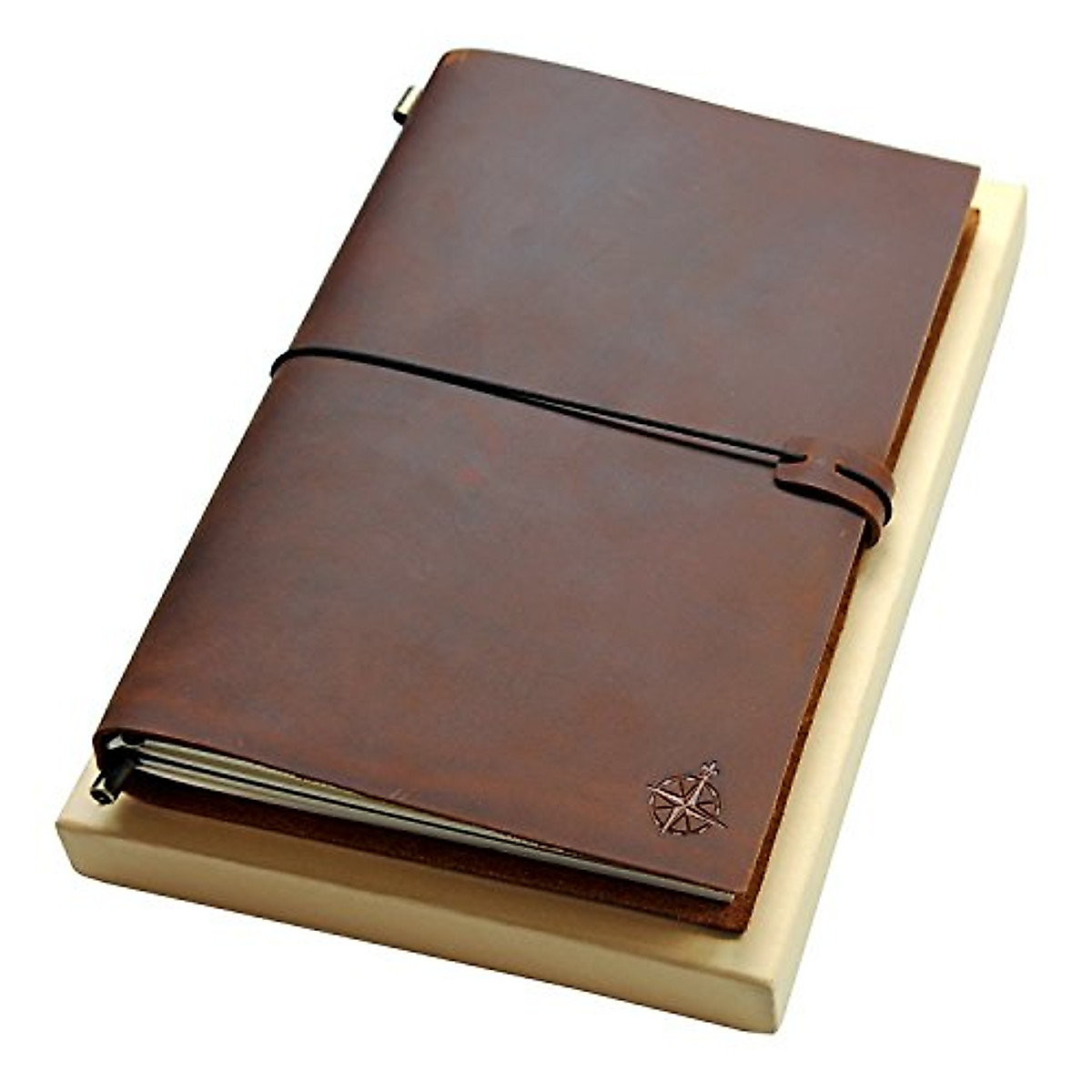 WANDERINGS Large Leather Journal - The Grande Refillable Travelers Notebook - Perfect for Writing, Sketching, Scrapbooks, Travelers, Extra Large, Blank Inserts 11x7.5 inches