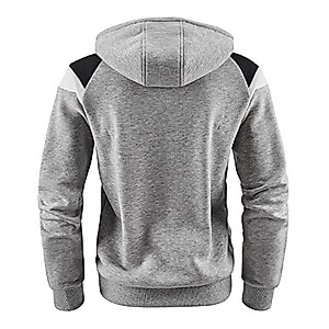 OHSNMAKSL Men's Full Zip Hoodie Fleece Jacket Sweatshirt Lined work coat 21-M-WY-08#Grey-L