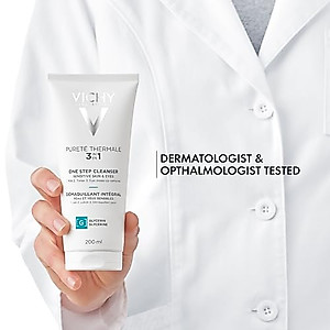 Vichy Pureté Thermale One Step Cleanser | Face Wash + Toner + Makeup Remover | No Rinse Required | Gentle Eye Makeup Remover | Suitable For Sensitive Skin & Contact Lenses | Non-Oily | Alcohol Free