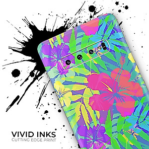 DesignSkinz Tropical Fluorescent v1 Protective Vinyl Decal Wrap Skin Cover Compatible with The Samsung Galaxy S20 (Screen Trim & Back Glass Skin)