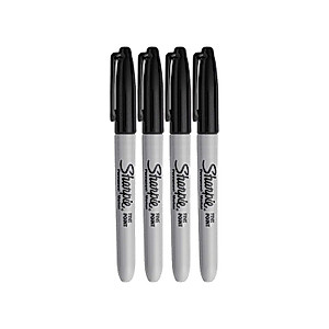 Sharpie Permanent Markers, Fine Point, Black Ink (4-Pack)
