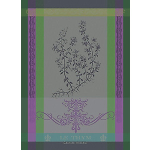 Garnier-Thiebaut, Brin de Basilic, Vert French Jacquard Kitchen/Tea Towel, 100% Cotton, 22 Inches x 30 Inches