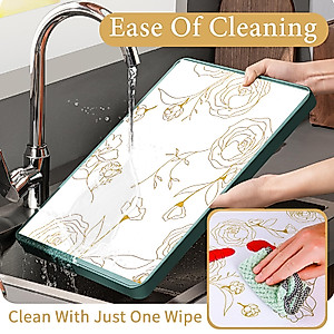 Shelf Liners for Kitchen Cabinets 12in x 20FT Non Adhesive Drawer Liner Gold Floral Thickened Shelf Liner Paper Strong Non-Slip Easy to Clean for Tool Box Refrigerator with Knife and Tape Measure