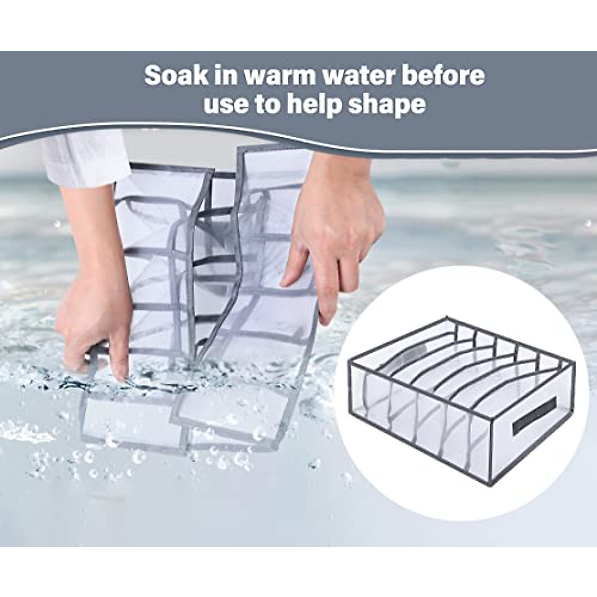 Hodeuineer Wardrobe Clothes Organizer for Bra,6 Grid Foldable Drawer Organizers For Clothing,Oversized Space Underwear Organizer(2Pack,Grey)