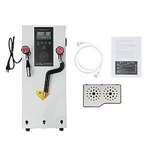 Commercial Milk Frother,110V 3000W Electric Steam Milk Frothing Machine Espresso Coffee Milk Foam Machine,Steam Water Boiling Machine for Cafe Coffee Tea Shop,Milk Frother 8L,with LCD Display,White