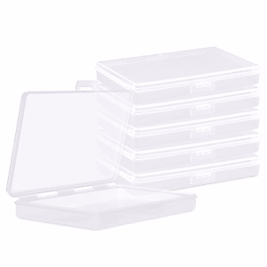 6 Pcs Rectangular Clear Plastic Storage Containers Box with Hinged Lid Plastic Beads Storage Containers Empty Case Organizer for Beads, Crafts, Jewelry, Small Items, 6 x 3.54 x 0.86"