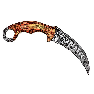 Damascus Steel Hunting Knife - Fixed Blade Knives with Sheath - Firm Grip Handle