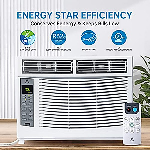 Garvee Window Air Conditioner 6000 BTU, Efficient Cooling Window AC Unit with Remote and App Control, Window-Mounted Room Air Conditioner for Rooms up to 250 Sq.ft, 3 Fan Speeds, Easy Install Kit