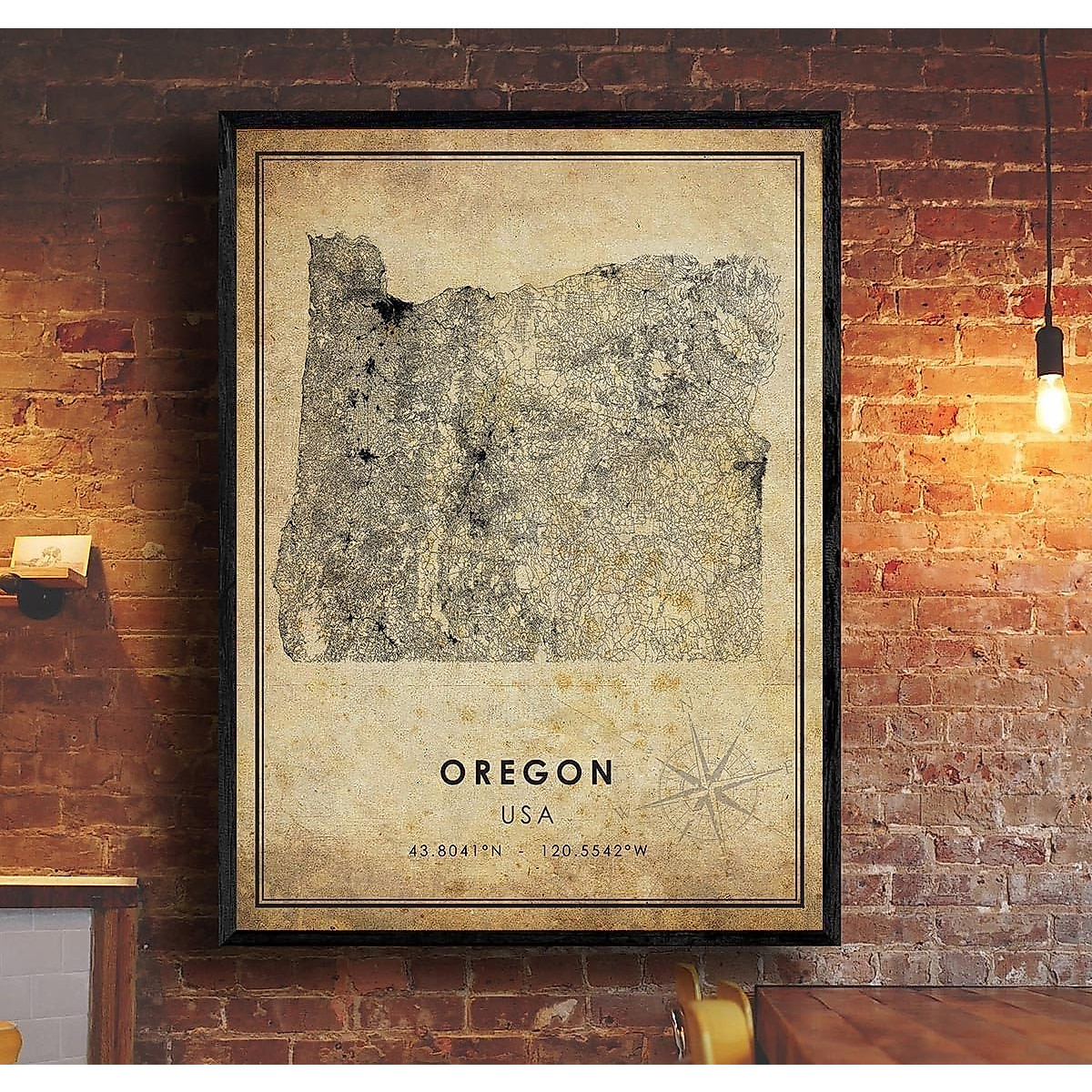 Oregon Vintage Map Print Oregon Map USA State Map Art Oregon City Road Map Poster Vintage Gift Map