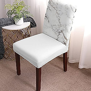 Chair Protector Seat Covers Gray Marble Agate Crack on White Stretch Removable Dining Room Chair Cover Set of 6,Abstract Stripes Art Slipcovers for Kitchen Party Hotel Wedding