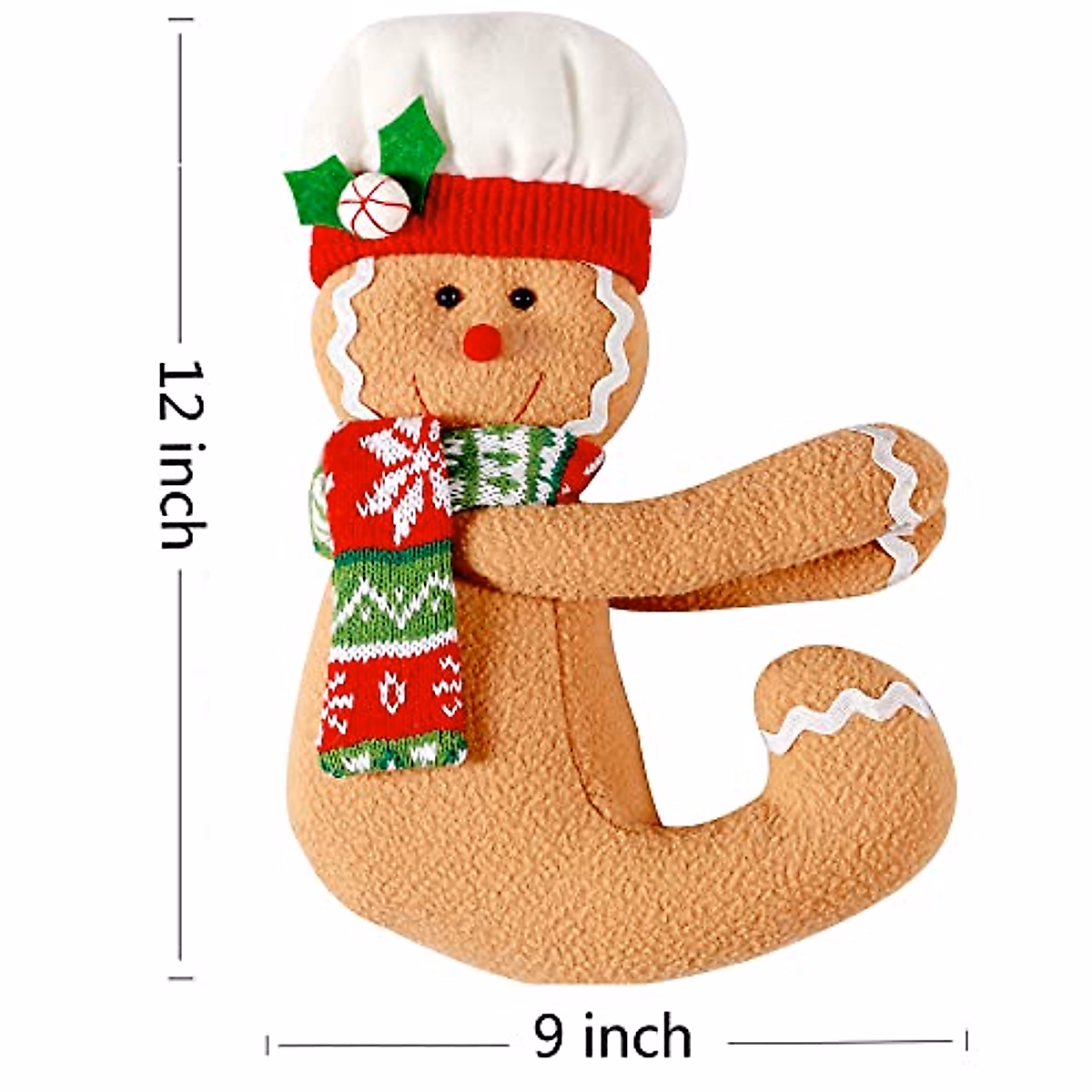 Gingerbread Man Christmas Tree Topper Decorations,Unique Funny Xmas Plush Stuffed Gingerbread Hugger Decor for Christmas Tree Wine Bottle Curtain Ornaments,Ginger White Red Green