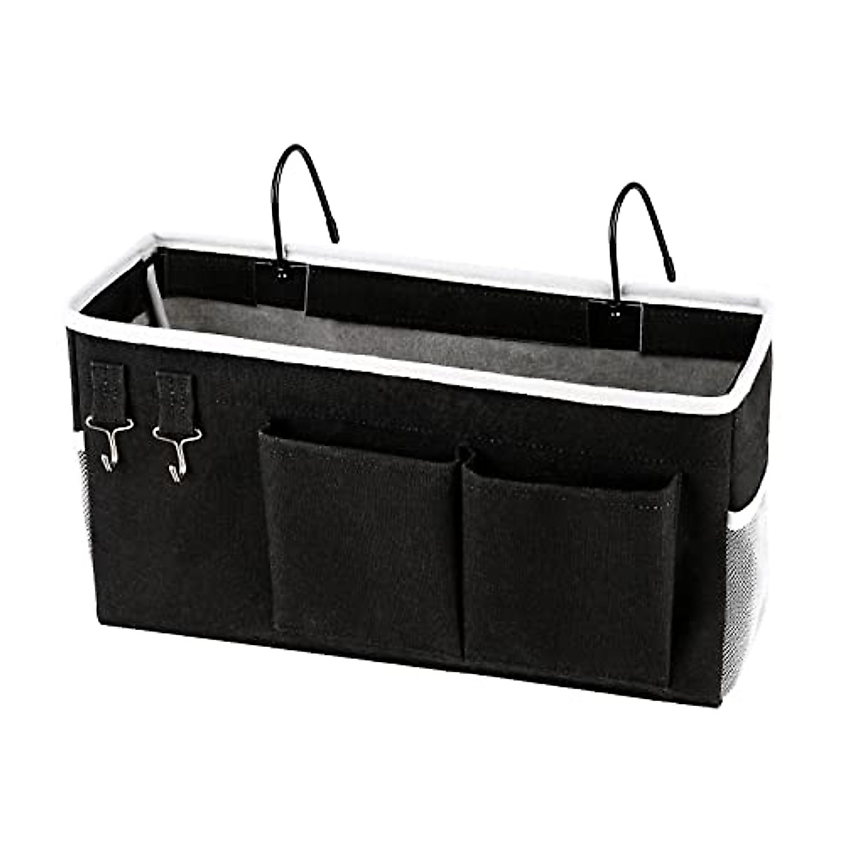 Creproly Bedside Caddy/Hanging Storage Bag for Headboards Bunk Hospital Beds Dorm for Storage Books, Keys, Mobile Phones (Black)