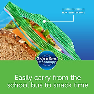 Ziploc Sandwich and Snack Bags, Storage Bags for On the Go Freshness, Grip 'n Seal Technology for Easier Grip, Open, and Close, 90 Count