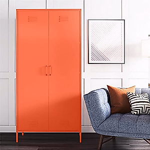 Novogratz Cache Tall 2 Door Metal Locker Cabinet, Orange