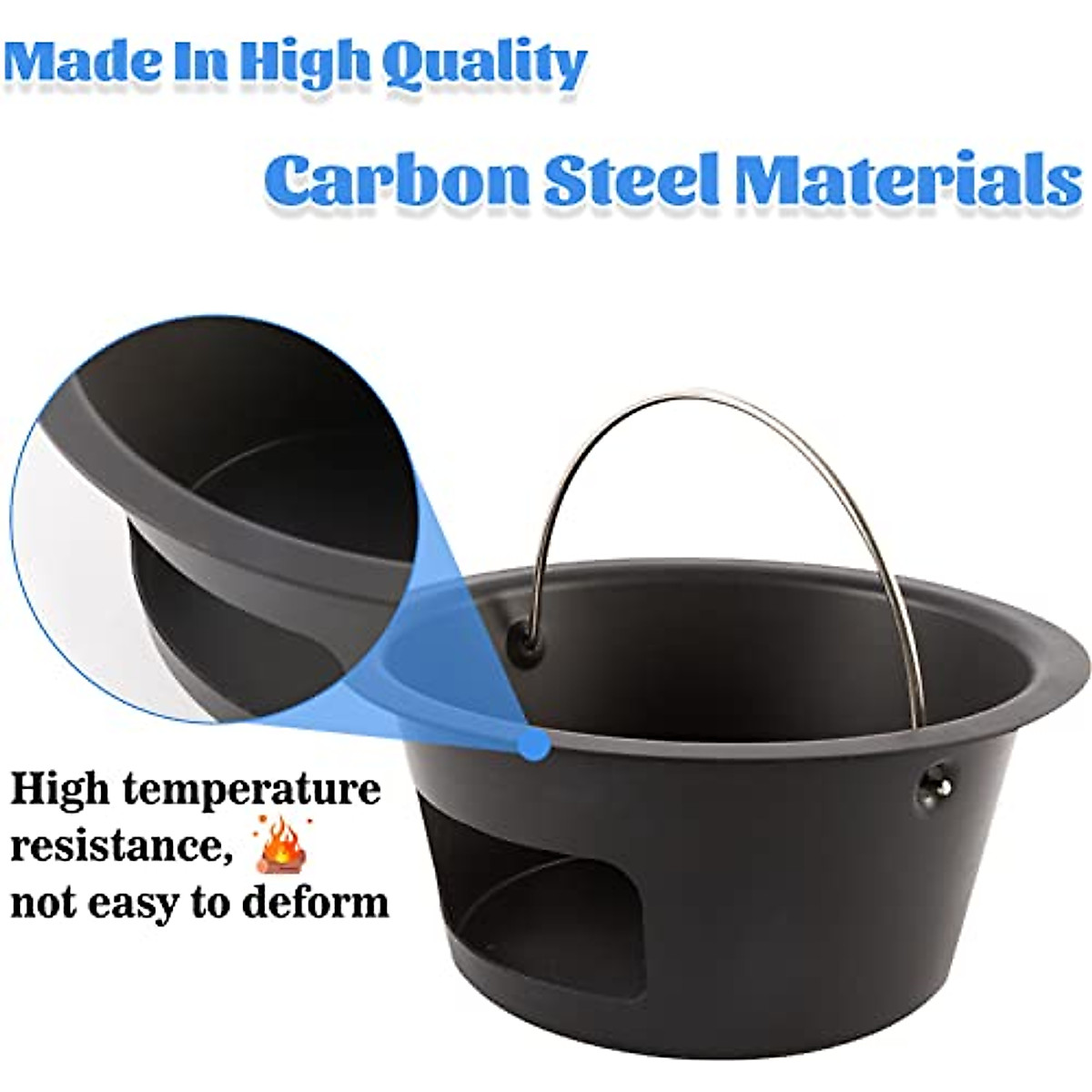 KAMaster Carbon Steel Ash Can with Handle for Kamado Classic Joe,Ash Pot Must Have for Kamado Accessories Charcoal Basket Folding Handle Ash Collector for Grill Classic Series and Other Similar Size