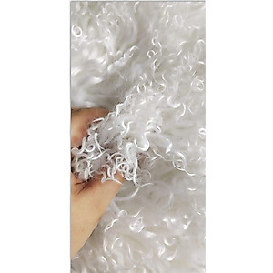 Genuine Tibetan Mongolian Lamb Sheepskin Fur Rug Hide Pelt Throw Area Rug Carpet Chair Cover Fluffy Thick Decorativeas in Bedroom, Living Room White