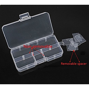 yueton 2 Pcs 10 Compartment Slot Adjustable Jewelry Bead Organizer Box Storage Container Case (Clear+Blue)