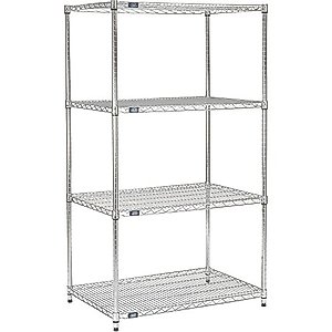 Nexel 18" x 30" x 63", 4 Tier Adjustable Wire Shelving Unit, NSF Listed Commercial Storage Rack, Chrome Finish, leveling feet