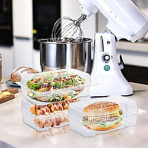 Kaderron Disposable Plastic Hinged Food Container - 70 Pcs Clear Clamshell Food Containers, 7.3" Length x 4.7" Width x 2.7" Depth