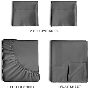 Extra Deep Pockets 400 Thread Count 100% Cotton 4 Piece King Size Bedding Sheet Set - Breathable & Cooling - Hotel Luxury Bed Sheets Set - Extra Soft, Wrinkle Free & Comfy Dark grey Bedding Sheet Set