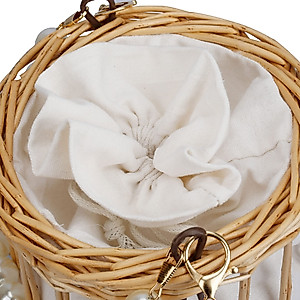 Wicker Purse Handbag Round Crossbody Bag For Women Summer Beach Straw Phone Tote