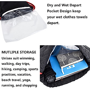 KEEPTOP Waterproof Drawstring swim Bag Sackpack Backpack,Dry Wet Depart,Swimming Gym Yoga Sport Shoulder Rucksack Daypacks Casual Bags (CLASSIC BLACK)
