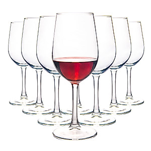 HAKEEMI Wine Glasses Set of 8, 12 oz Red White Wine Glasses, Clear, Dishwasher Safe