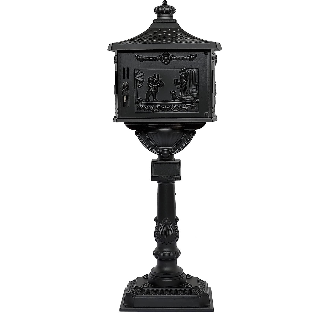 Polar Aurora Mailbox Cast Aluminum Black Mail Box Postal Box Security Heavy Duty New