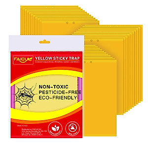 Faicuk Yellow Dual-Sided Sticky Fly Traps for Plant Insect Like Aphids, Fungus Gnats, Leaf Miners and White Flies (30 Pack)