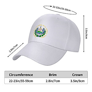 ZMHOOT Coat of Arms of El Salvador Baseball Cap Men and Women Duck Tongue Hat Casquette Adjustable White, One Size