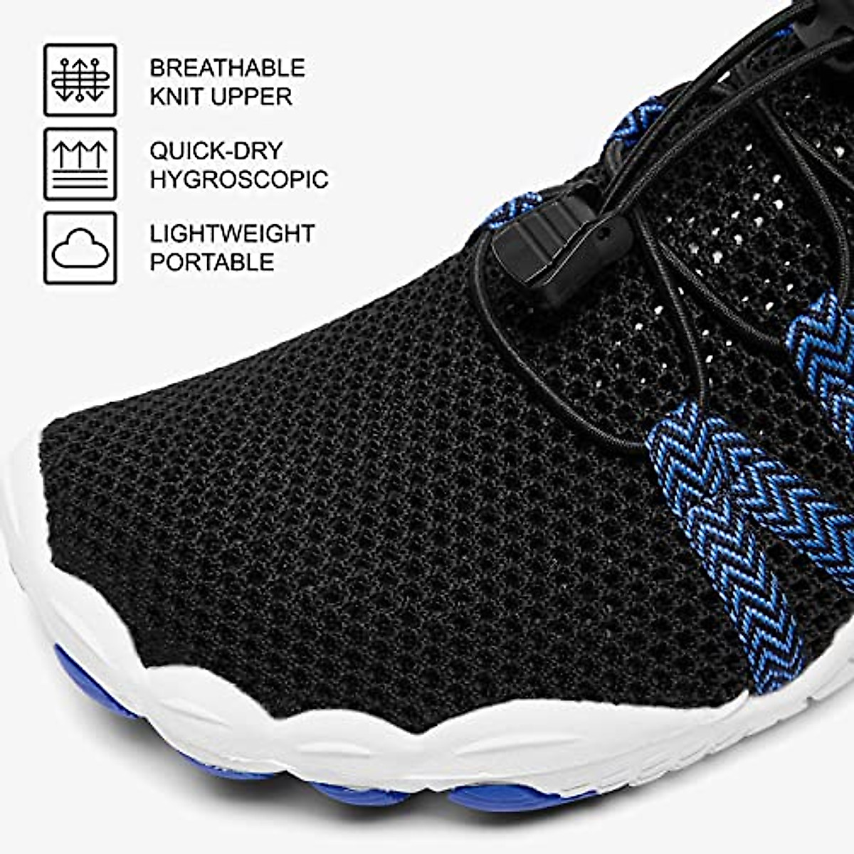 ALEADER Xbarefoot Mens Water Hiking Shoes Slip On Quick Drying Barefoot Shoes for River, Beach, Aqua Black Blue Size 9 US