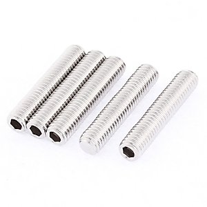 uxcell M8x40mm Metric 304 Stainless Steel Hex Socket Set Flat Point Grub Screws Silver Tone for Towel Rack Door Knob 5pcs