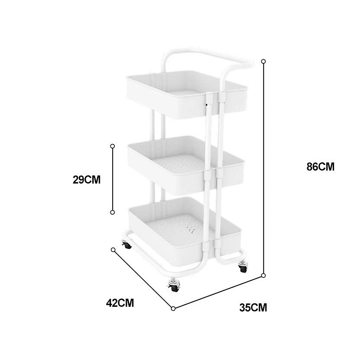 SLNFXC Kitchen Storage Rack Living Room Bathroom Office Rack Trolley Food Clothes Storage Box 3 Tiers (Color : E, Size : 86cm*42cm)