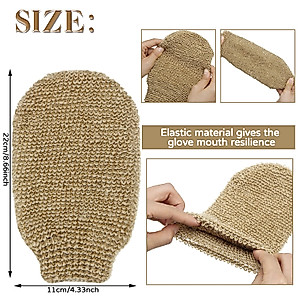 4 Pieces Bath Mitt Loofah Shower Gloves Natural Exfoliating Hemp Scrubbing Mitt Bath Sponge Shower for Women Men Scrubber Machine Washable Double Sided Available