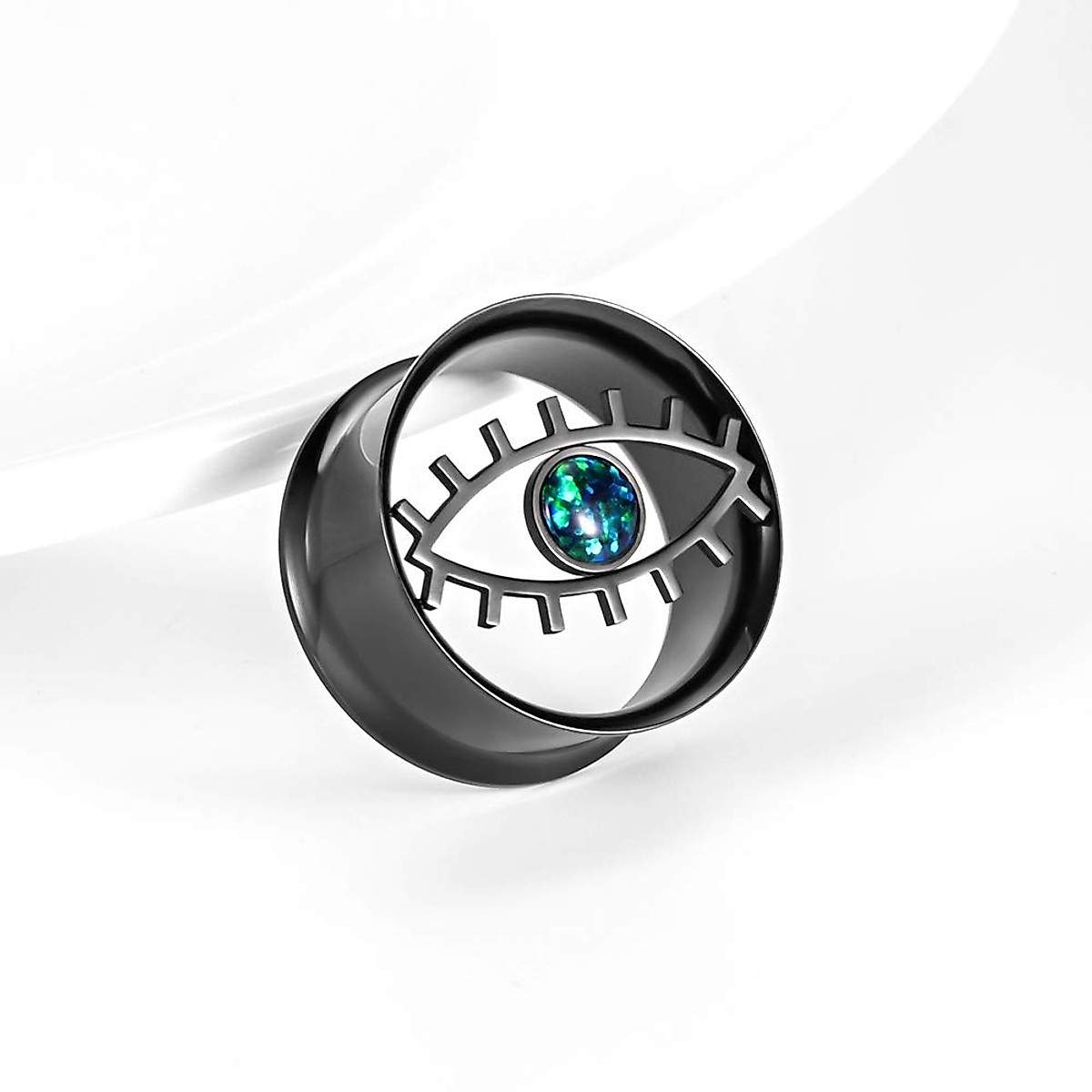 TBOSEN 1Pairs Eye Opal Style Ear Gauges Double Flared Flesh Tunnels Ear Tunnels and Plugs Body Piercing Gauges 0g-1" in 8mm-25mm