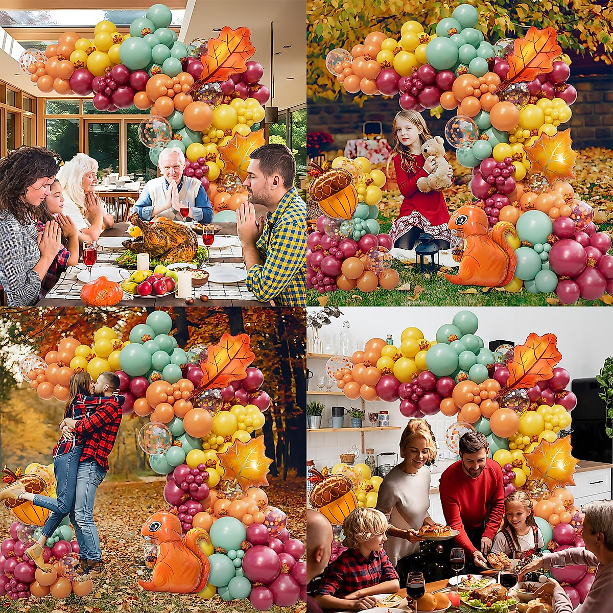 163Pcs Fall Balloon Garland Arch Kit Burnt Orange Wine Red Sage Green Mustard Yellow Balloons for Thanksgiving Autumn Birthday Fall Little Pumpkin Baby Shower Party Decorations